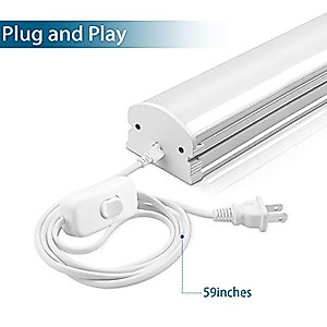 (Pack of 2) Barrina 4ft 45 Watt Extendable Utility LED Shop Light Workbench Light 6500K Super Bright White 4500lm 300W Equivalent Built-in ON/Off Switch Frosted Linear LED Light Bar