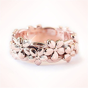 Stackable Wedding Bands Rings for Women Flower Shape Around Rings Women Fashion Trend Full Flower Ring Ladies Jewelry Diamond Rings for Statement Rings Jewelry Accessory Gifts (Rose Gold, 9)