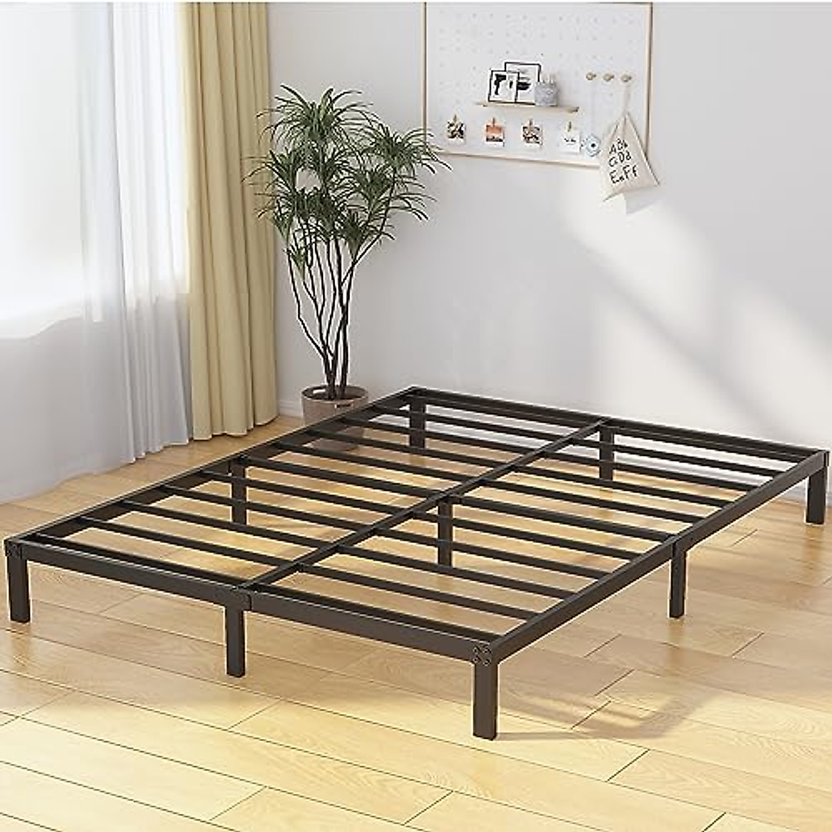 EMODA 6 Inch King Bed Frame No Box Spring Needed, Heavy Duty Metal Platform with Steel Slats, Noise Free, Easy Assembly, Black