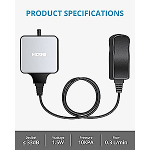 NICREW Nano Silent Aquarium Air Pump, Corded Electric, Aquarium Aerator with Accessories for Up to 10 Gallon Fish Tank, Super Quiet, 0.3 L/min, 1.5 Watts
