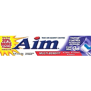 Aim Tartar Control Anticavity Fluoride Toothpaste Gel - 5.5 Ounce (Pack of 2)
