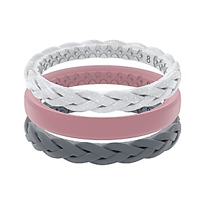 GROOVE LIFE Silicone Wedding Ring for Women - Breathable Rubber Rings for Women, Lifetime Coverage, Unique Design, Comfort Fit Womens Ring - Thin Air Serenity Size 7