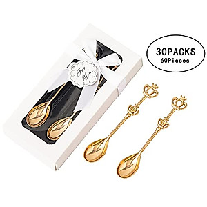 60Pieces(30 Packs) Crown Tea Spoons for Wedding Favors,Bridal Shower or Baby Shower Favors, Dringk Spoon Gifts or Souvenirs for Guests Bulk