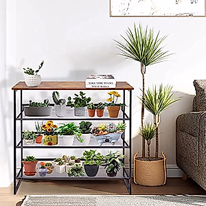 Garden 4 you 2PC 4-Tiers Shoe Storage Freestanding Organizer Modern 25.2 IN Tilting Adjustable Shoe Rack, Stable, Durable For High Heels, Entryways, Hallways, Closets, Dormitory Rooms, Brown