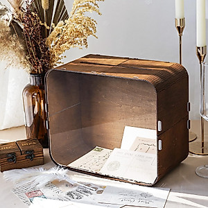 GUDELAK Wooden Wedding Card Box with Acrylic Window, Money Gift Card Box for Wedding Decorations for Reception, Wood Honeymoon Fund box for Party Birthday Bridal Shower Decorations Wedding Gifts