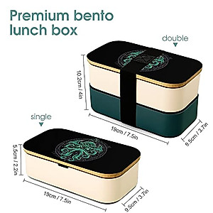 Cthulhu Bento Lunch Box Leak-Proof Bento Box Food Containers with 2 Compartments for Offce Work Picnic Green-Style