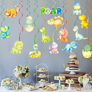 Baby Dinosaur Hanging Swirls Dinosaur Baby Shower Decorations Dinosaur Party Hanging Foil Whirls Ceiling Streamers Decoration for Dino Theme Birthday Party Roar Rawr It's A Boy Party Supplies