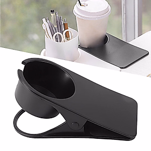 Drinking Cup Holder Clip Table Edge Clamp Cup Holder Place Water Glass Coffee Mug Beverage Cell Phone for Home Office (Black)