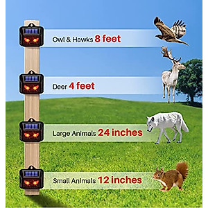 8 Pack Solar Animal Repeller Nocturnal Animal Predator Deterrent Devices with Red Light Waterproof Deer Coyote Fox Skunk Rabbit Repellent for Garden Yard Farm Chicken Coop