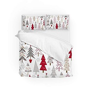 My Daily Christmas Trees Snowflakes Seamless Duvet Cover Set 3 Piece Microfiber Polyester Pillowcases Quilt Bedding Set King Size