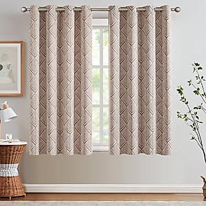 jinchan 80% Blackout Curtains for Bedroom, Geometric Patterns Drapes for Living Room, Window Treatments for Room Darkening, Grommet Top Thermal Insulated Curtains 63 inch Length 2 Panels Set, Brown