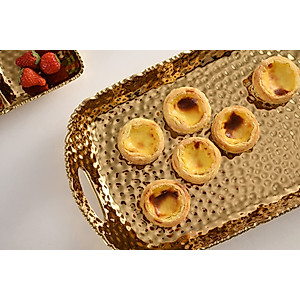 Pampa Bay Golden Millenium Titanium-Plated Porcelain Rectangular Tray with Handles, 19 X 11.5 X 3in