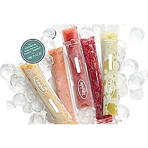 Zipzicle 100 Recyclable Ice Popsicle Mold Bags | BPA free Freezer Tubes with strong Zip Lock Seals | Original Patented | Make Cocktail Pops, Fruit Bars, Healthy Snacks | Family Parties, clear (ZIP100)