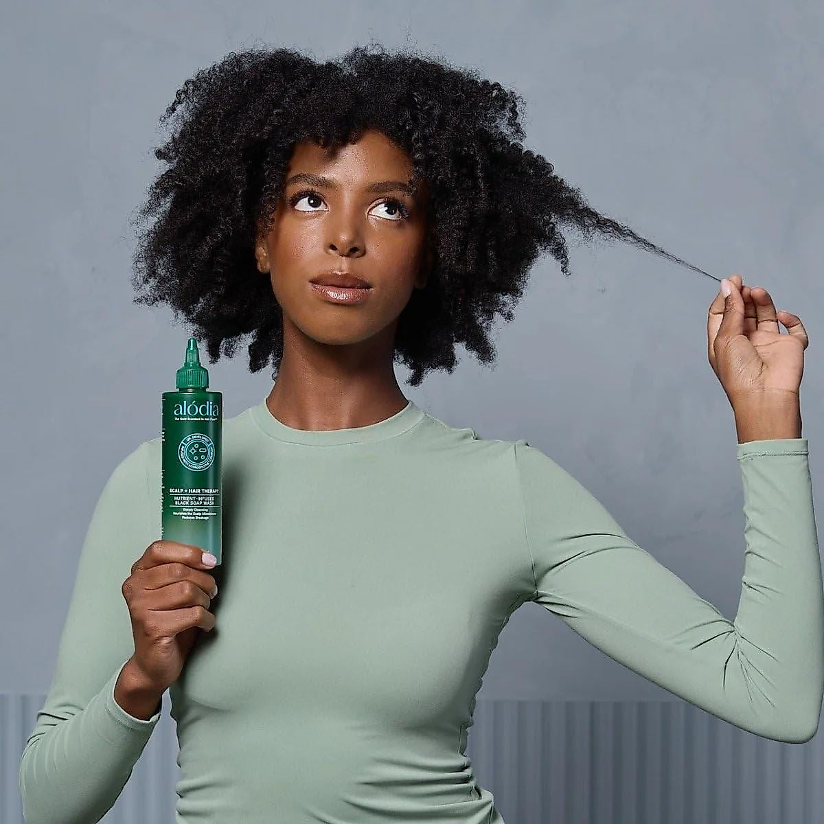 ALODIA Nourish & Heal Raw Organic Black Soap for Dry Scalp & Gentle Hair - Lavender & Spearmint Infused African Liquid Black Soap Wash - Gently Remove Buildup on Scalp & Strands - 8 oz