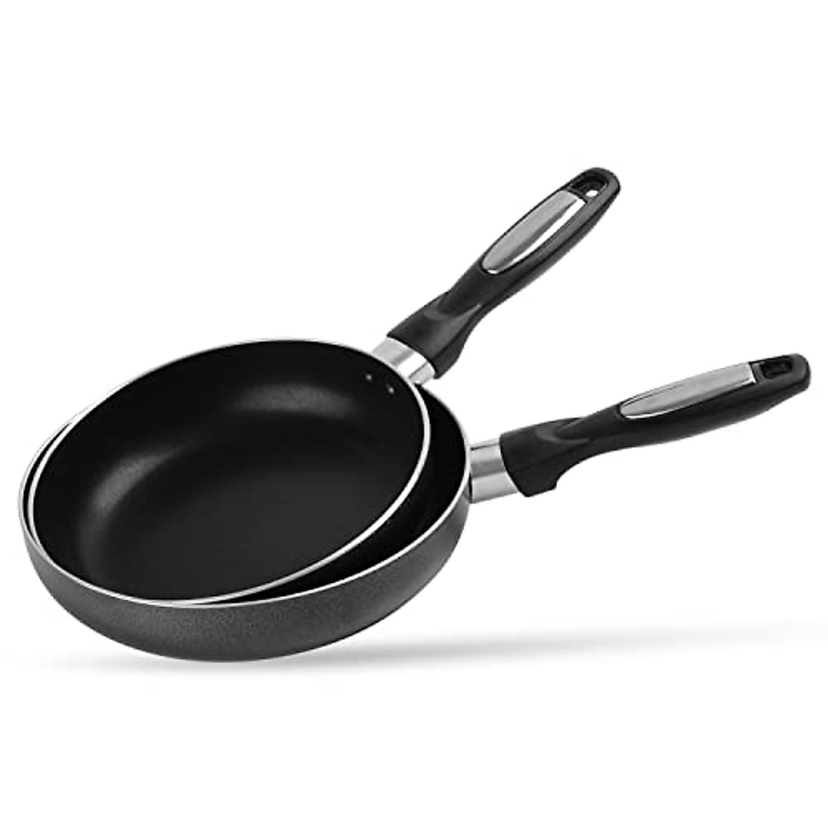 Alpine Cuisine Fry Pan 2-Piece Nonstick Coating Gray, Frying Pans Nonstick for Stove with Stay Cool & Comfortable Handle, Durable Nonstick Cookware, Ideal for Family