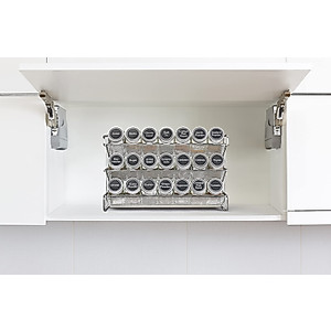 GONGSHI 3 Tier Spice Rack Organizer with 21 Empty Spice Jars, 386 Spice Labels, Chalk Marker and Funnel Set for Countertop Cabinet Pantry or Wall Door Mount - Black