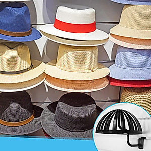 Suzile 6 Pcs Hat Stand for Slatwall Displayer Plastic Hat Rack Wall Mount Wig Rack Stand Holder for Wig Home Display Multiple Hat Retail(Black)