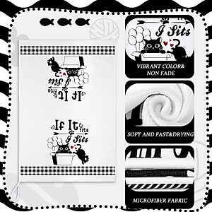 Kajaia 4 Pcs Funny Cat Kitchen Towels Cat Lover Gifts Home Tea Towels Decorative Cute Dish Towels Housewarming Gifts Hand Towels Absorbent Plaid Towels for Home Bathroom Housewarming Presents