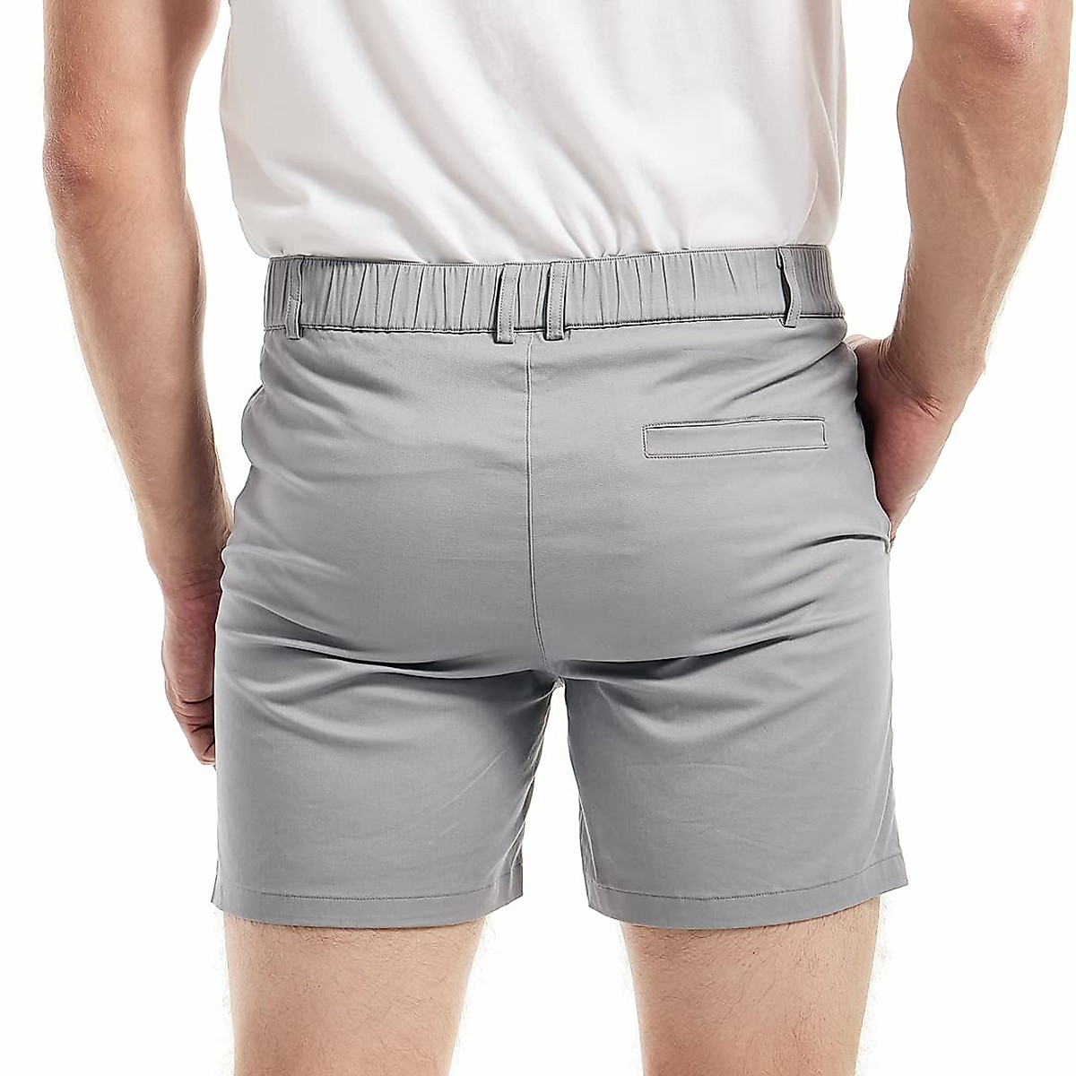 AIMPACT Mens 5.5 Inch Inseam Short Shorts Casual Stretch Shorts for Men Hybrid Shorts(Grey L)