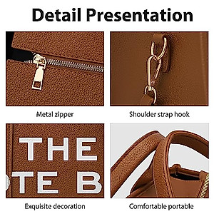 EIMMBD Tote Bag for Women, PU Leather Tote Bag with Zipper, Women's Tote Handbags Crossbody Bags for Work,Travel (Brown, Large)