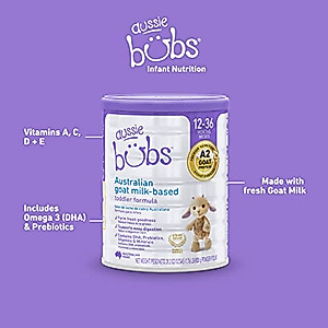 Aussie Bubs Australian Goat Milk-Based Toddler Formula, For Kids 12-36 months, Made with Fresh Goat Milk, 28.2 oz