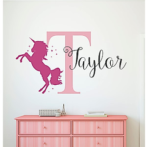 Custom Unicorn Name Wall Decal Art Decor Stars Sticker for Girl Room Personalized Vinyl LD66