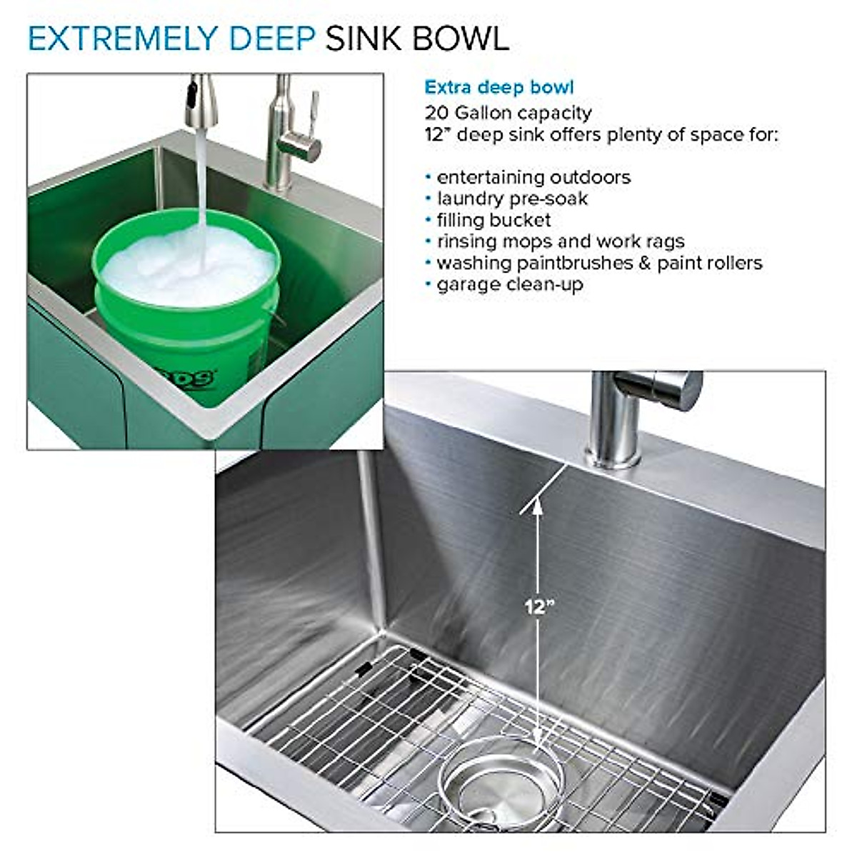 Transolid LSA1-252212-BS 25-in x 22-in Dual-Mount Laundry/Utility Sink Kit in Brushed Stainless