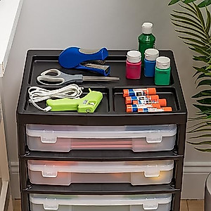 Plastic Drawer Storage Organizer 5 Drawers Dresser Rolling Storage Cart Craft Dorm Storage Shelves Containers With Drawer Unit On Wheels for Art Supplies,Home,Closet,Bedroom,Bathroom,Office, Black