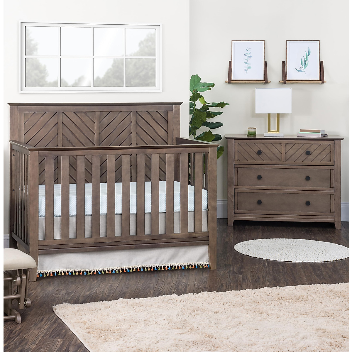 Child Craft Atwood Crib and Dresser Nursery Set, 2-Piece, Includes 4-in-1 Convertible Crib and 3-Drawer Dresser, Grows with Your Baby (Cocoa Bean Brown)