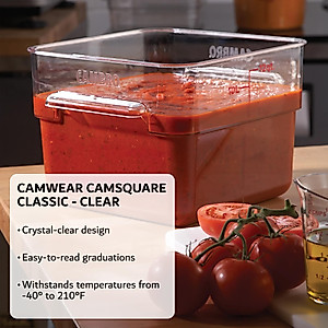 Lumintrail Cambro 12 Qt Square Food Storage Container Clear with Lid Bundle Includes a Measuring Spoon Set