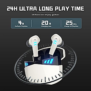 NEOQOQO Wireless Earbuds, Bluetooth 5.1 Headphones Gaming Earphones 45ms Low-Latency with Charging Case, IPX5 Waterproof Earbuds Noise Cancelling Microphone Specially Designed for Gaming