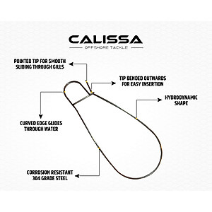 Calissa Offshore Tackle Kayak & Spearfishing Stainless Steel Fish Stringer Clip + 36” Steel Lanyard Speargun Spear Fishing Freediving Scuba Dive Diving Large Holder (Stainless Steel - No Clip)