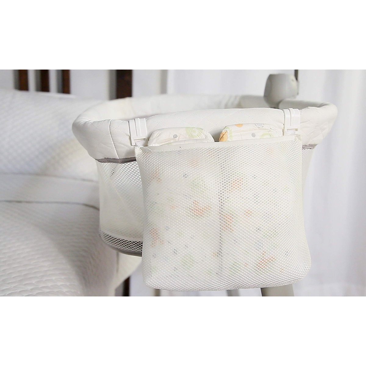 Arm’s Reach Diaper Bag Attachment for Arm’s Reach Versatile, Mini Ezee, Ideal Ezee, and Clear Vue Co-Sleeper Bassinets with Hook-and-Loop Attachment Straps