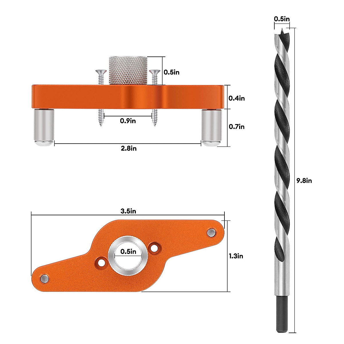 SLIIMU Floating Shelf Installation Dowel Jig Kit with 1/2 x 9.8'' Drill Bit, Mantle Straight Hole Drill Guide for Hidden Shelf Bracket, Self Centering Doweling Drill Jig for Invisible Shelf Hardware
