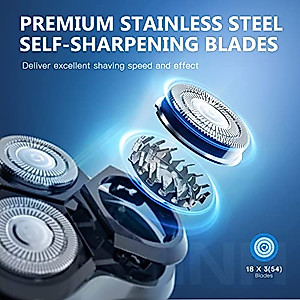 LOBINH Electric Shaver for Men, 100% Washable Rotary Shaver, Rechargeable Waterproof Electric Razor Wet & Dry Shaving with Pop-up Trimmer, 1 Hour Fast Charging, 4D Floating Head, LCD Power Indicator