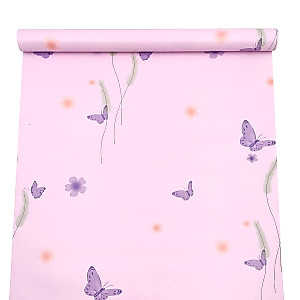 Yifely Purple Butterfly Peel & Stick Shelf Drawer Liner PVC Nightstands Study Desk Tabletop Protective Paper 17.8 Inch by 9.8 Feet