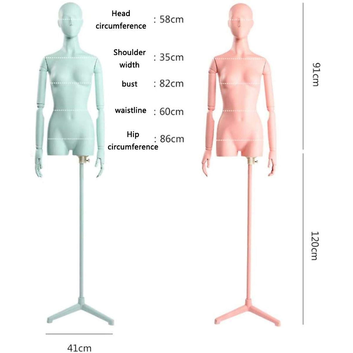 Mannequin Display Stand Female Tailors Dummy,Dressmakers Fashion Mannequin Display,Adjustable Dummy,with Double Reinforced Base (Green 2)