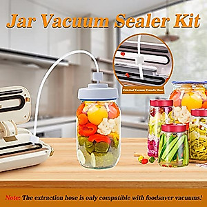 Mason Jar Vacuum Sealer Kit, Canning Food Saver Jar Sealer Attachment with Lid Opener and Vacuum Seal Hand Pump for Regular Mouth Mason Jars