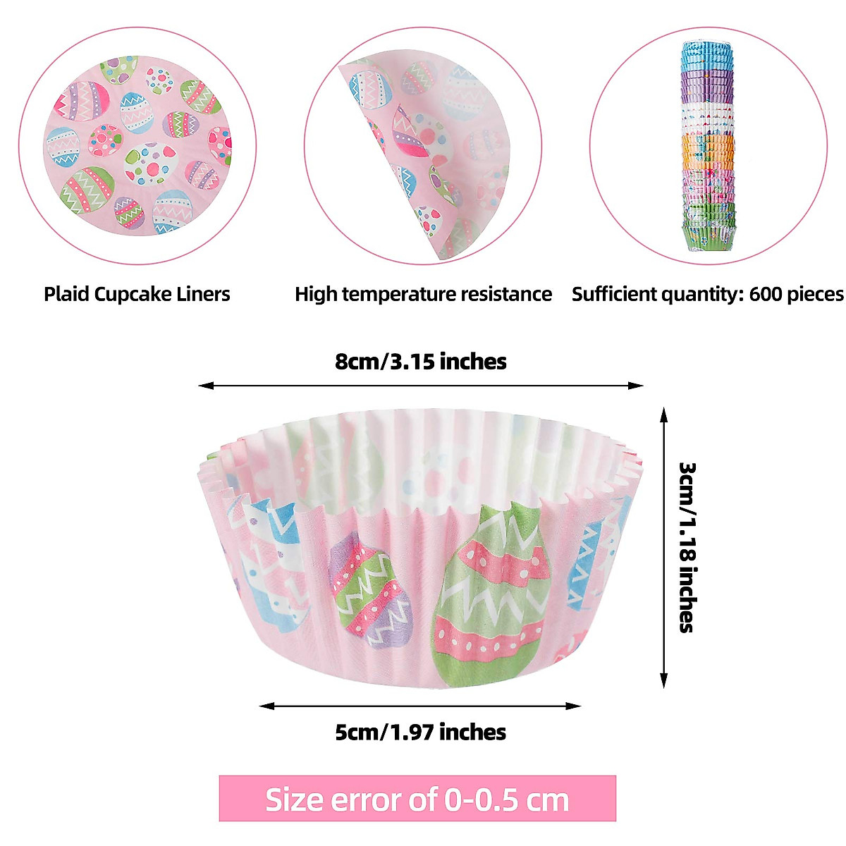Patelai 600 Pcs Easter Cupcake Liners Mini Easter Baking Cups Egg Bunny Chick Wrappers Paper Liners for Easter Party Decorations Supplies