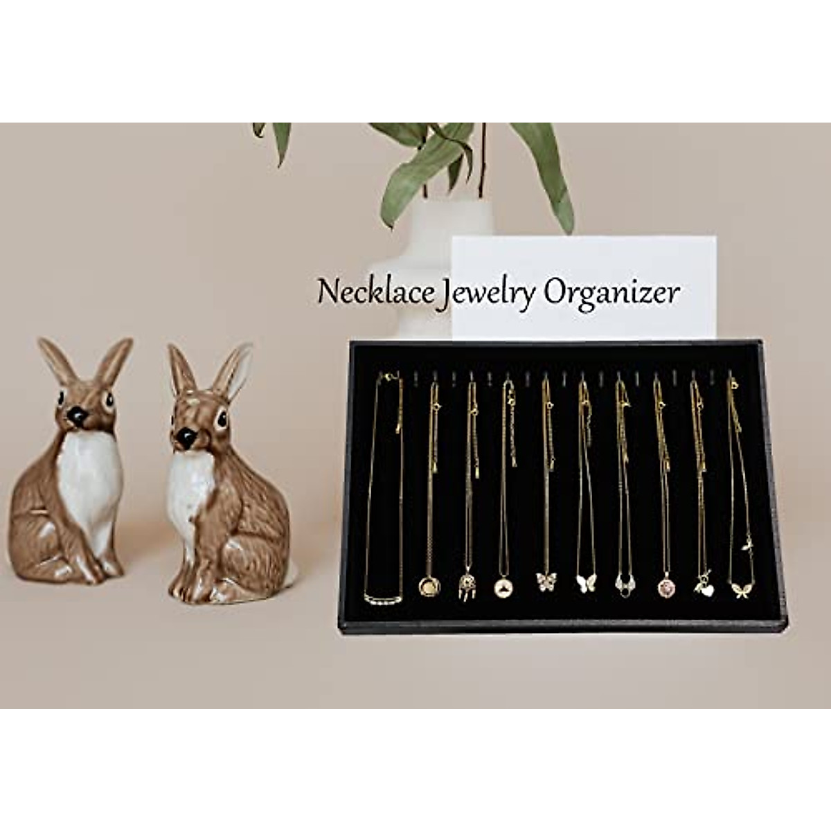 Stratalife Necklace Organzier Stackable Jewelry Organizer Drawer Jewelry Tray Velvet Jewelry Display for Selling Drawer Storage Gifts for Women (Necklace)