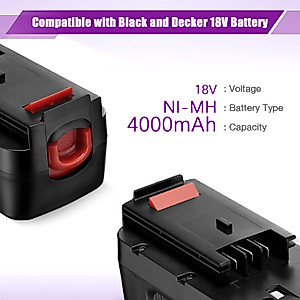 LORDONE 2Packs 4000mAh HPB18 Battery Compatible with Black and Decker 18V Ni-Mh Battery for HPB18-OPE 244760-00 A1718 FS18FL FSB18 Firestorm Battery