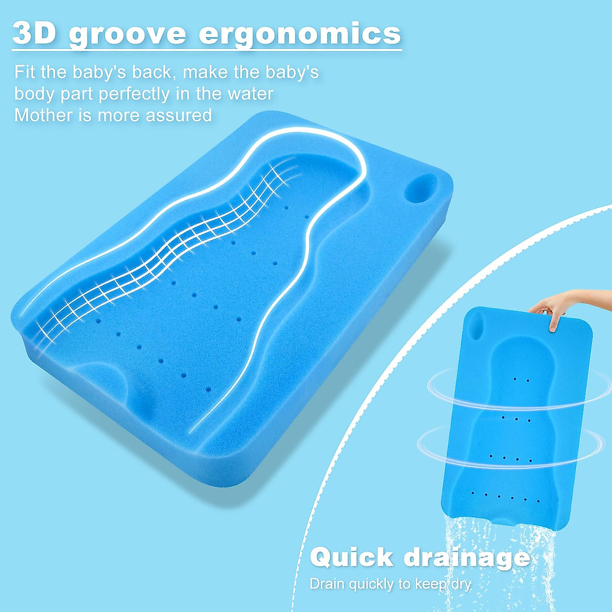 HALLO Baby Bath Sponge Soft Infant Bath Mat Newborn Cushion Odor Free (Blue)