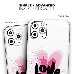 Design Skinz Splattered Pink Love - DesignSkinz Protective Vinyl Decal Wrap Skin Cover Compatible with The Apple iPhone 12 Pro (Full-Body, Screen Trim & Back Glass Skin)