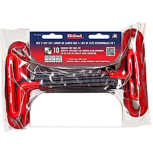 EKLIND 53610 Cushion Grip Hex T-Key allen wrench - 10pc set SAE Inch Sizes 3/32-3/8 6in series