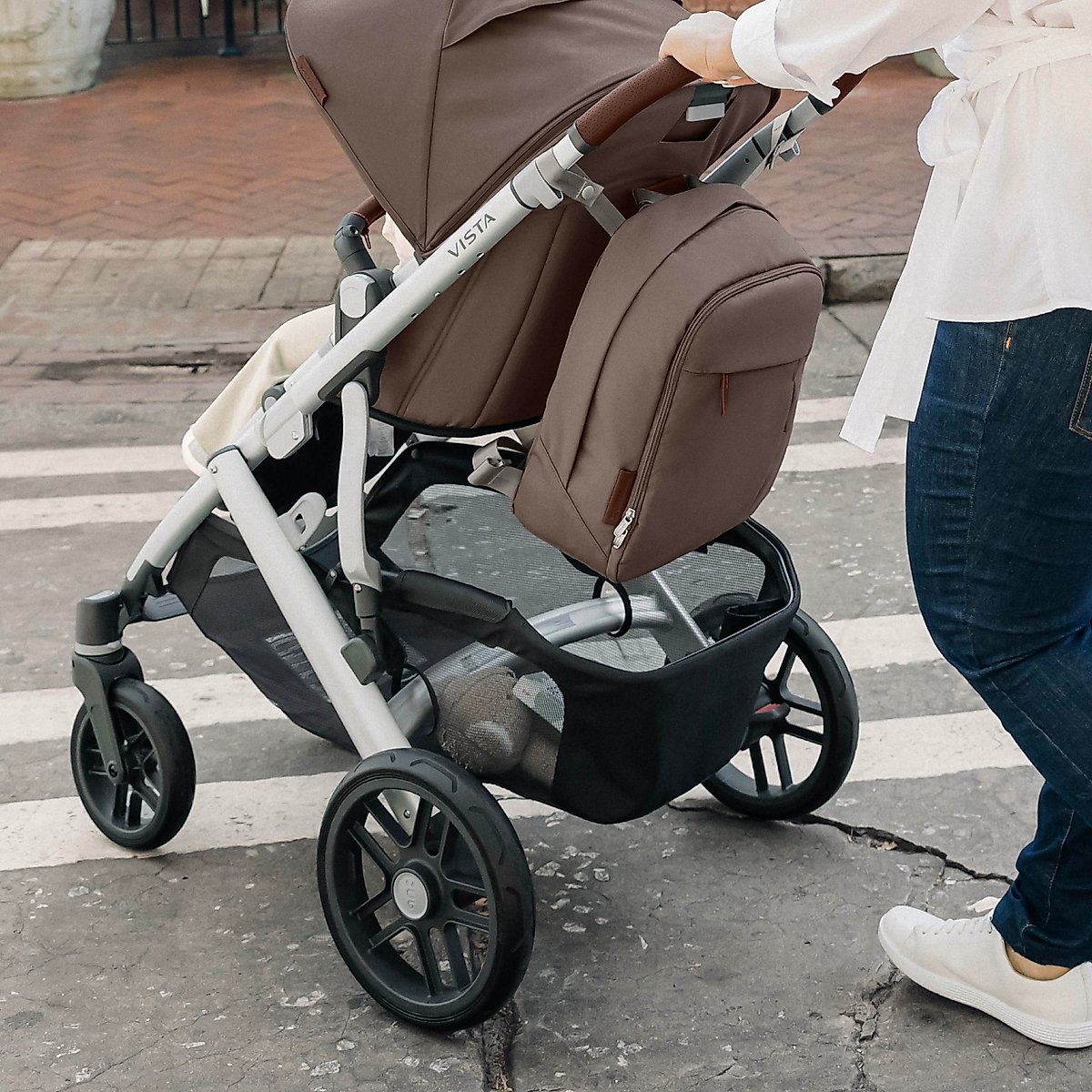 UPPAbaby Changing Backpack/Multiple Storage Compartments/Stroller Strap Attachment/Bottle Insulator and Changing Pad Included/Greyson (Charcoal Mélange/Saddle Leather)