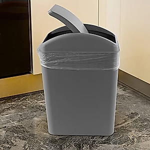 AnnkkyUS Plastic Trash Bin with Swing Lid, 16 L Small Garbage Bins, Grey
