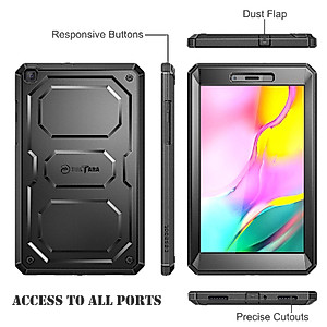 Fintie Shockproof Case for Samsung Galaxy Tab A 8.0 2019 Without S Pen Model (SM-T290 Wi-Fi, SM-T295 LTE), Tuatara Rugged Unibody Hybrid Bumper Cover w/Built-in Screen Protector, Black