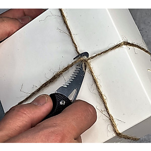 Package opener, Portable Utility Cutter, Small Pocket Box, Seatbelt, Strap Cutter Knife, Razor Sharp Serrated Blade and Paratrooper Hook, Carabiner Keychain, Safe, Survival EDC Folding Tool