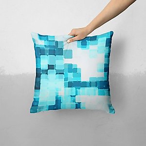 iiRov Vibrant Blue HD Blocks - Custom Decorative Home Decor Indoor or Outdoor Throw Pillow Cover Plus Cushion Set for Sofa, Bed or Couch (Pillow CASE Cover Plus Cushion)