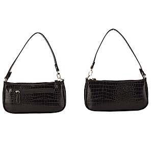 Jiaruo Retro Classic Clutch Small Women PU Leather Shoulder Bag Tote Handbag (Black)